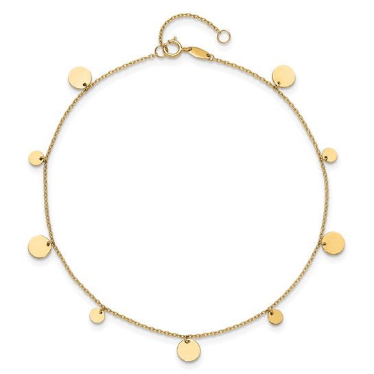 14K Yellow Gold Ankle Bracelet with Dangling Discs – Walter Bauman Jewelers