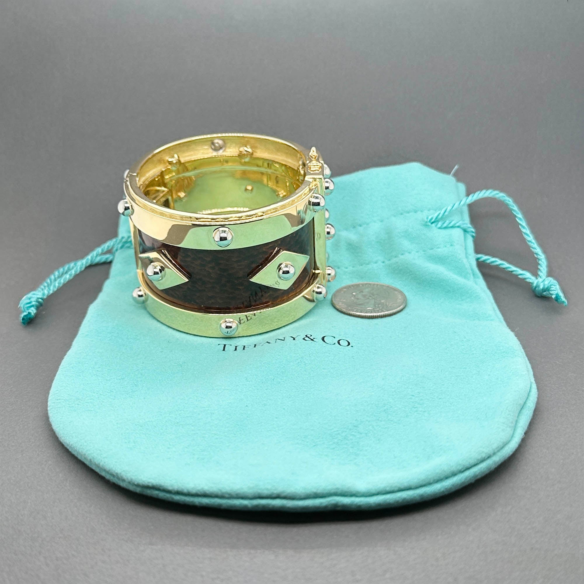 Estate Tiffany & Co. 18K Y Gold Tortoise Shell Bangle Bracelet