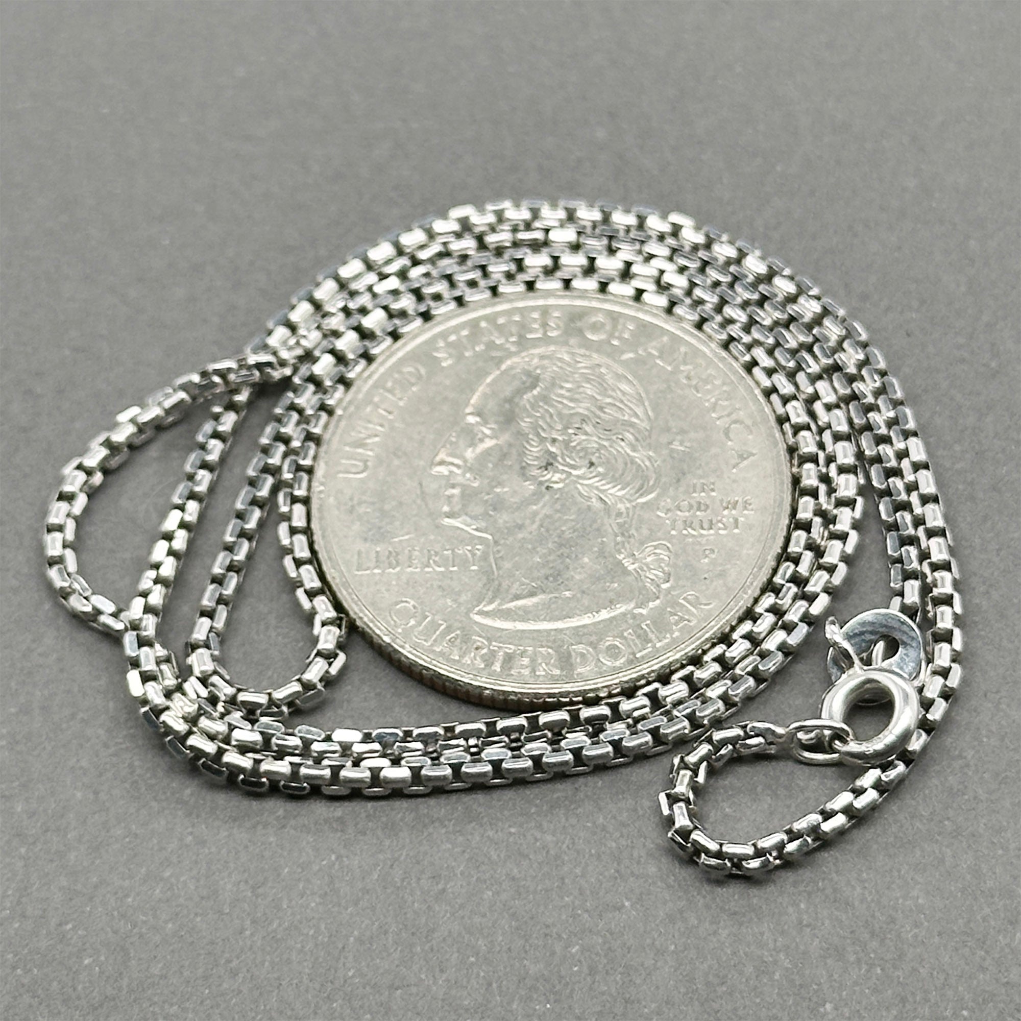 Estate 14K W Gold 1.72mm 16” Round Box Chain