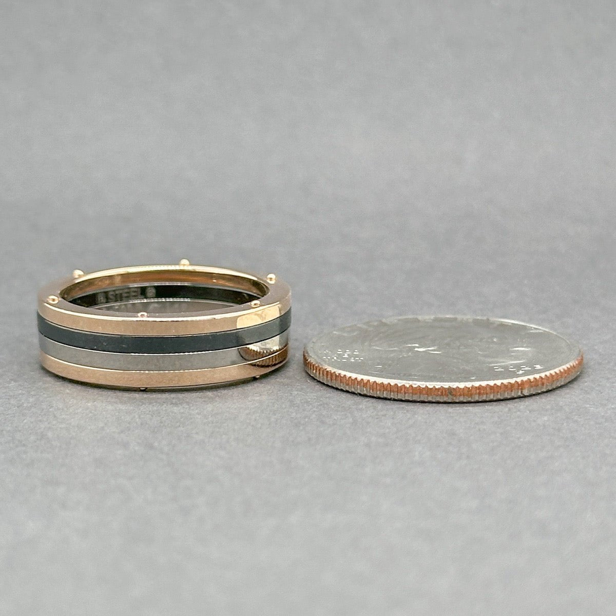 Estate 18K Rose Gold Steel & Palladium Ring – Walter Bauman Jewelers