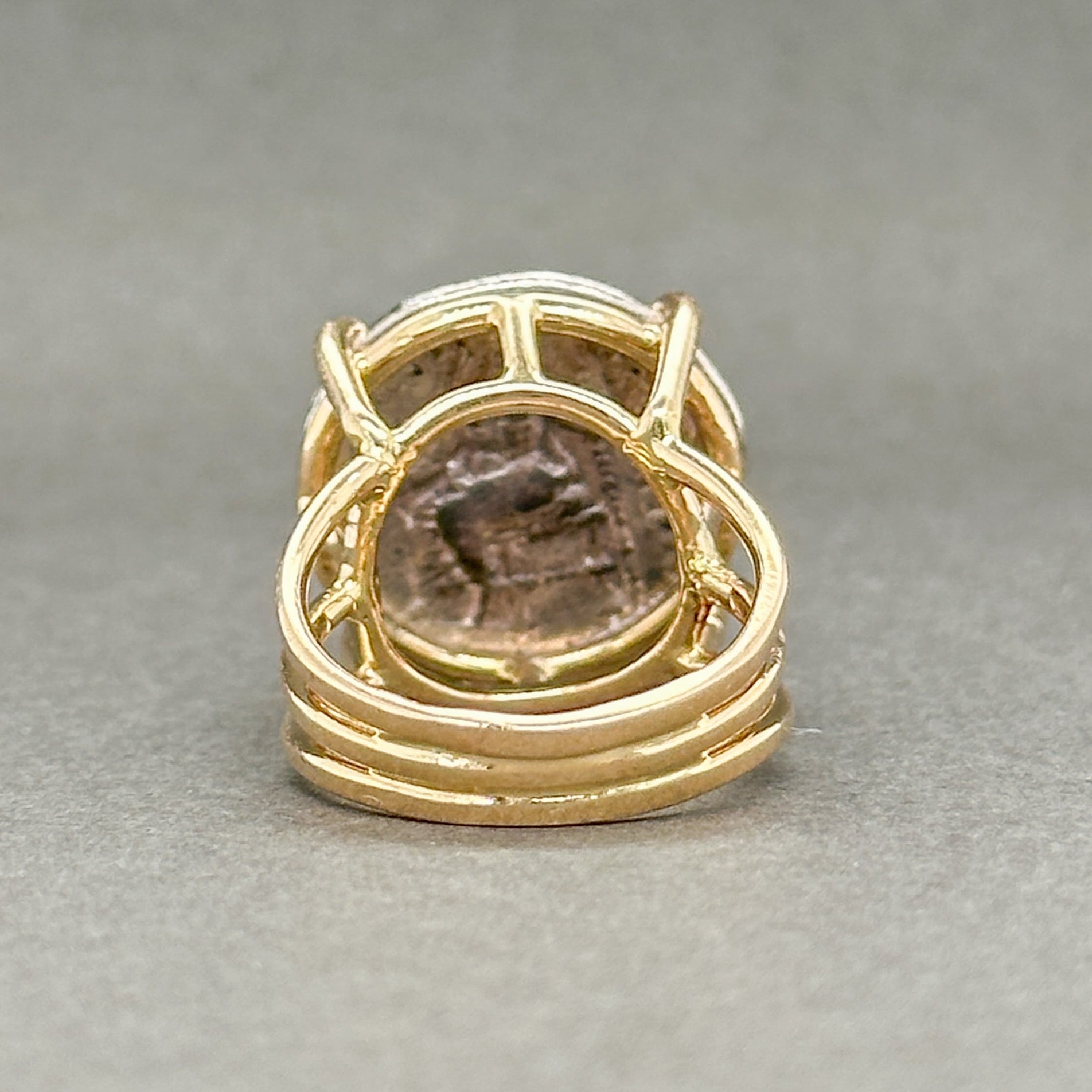 Estate 18K Y Gold Silver Heracles Coin Ring | Walter Bauman Jewelers
