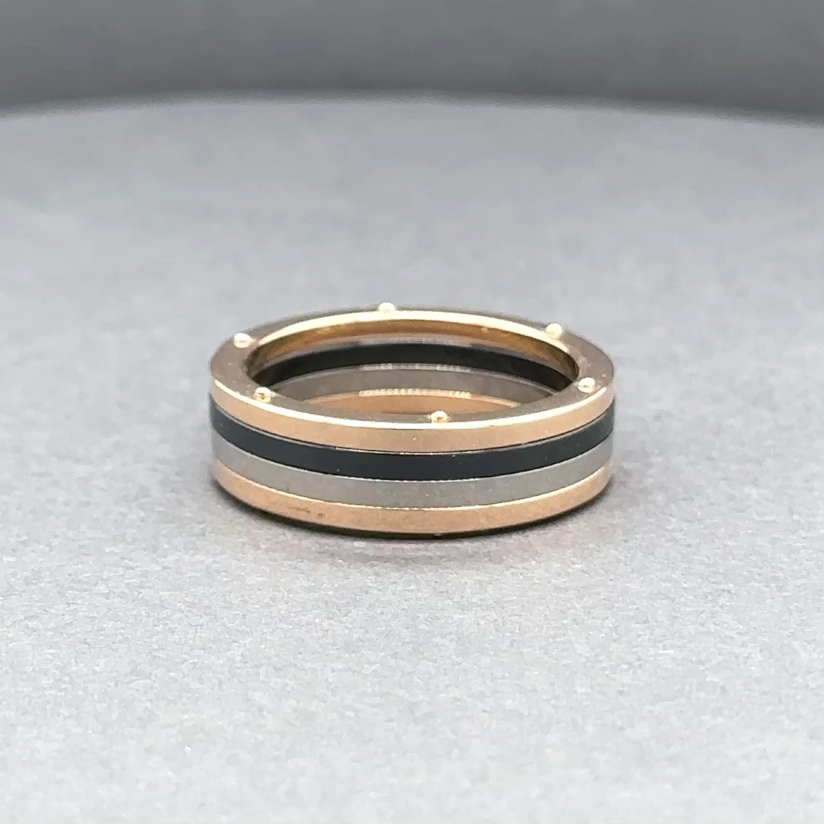 Estate 18K Rose Gold Steel & Palladium Ring – Walter Bauman Jewelers