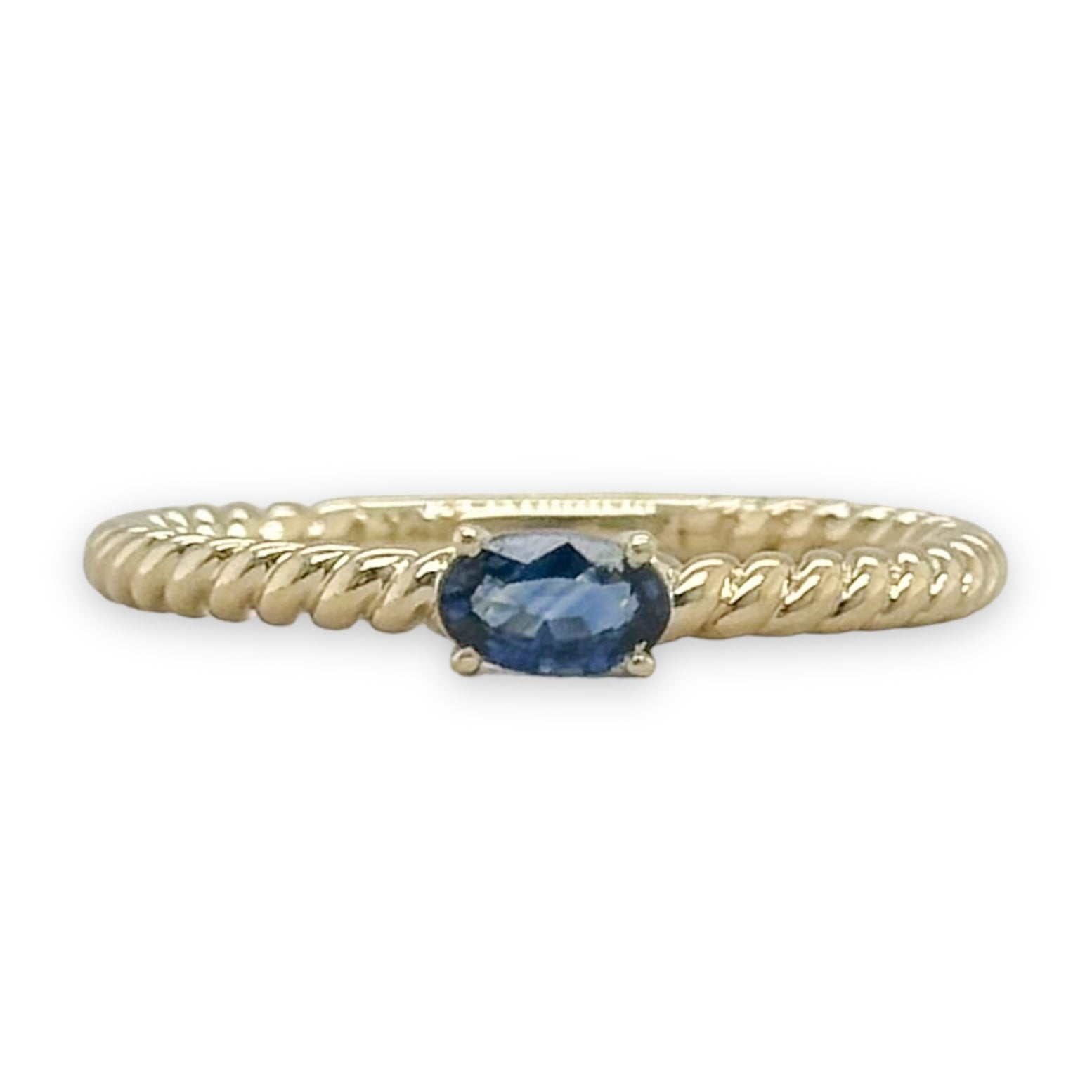 14K Y Gold 0.31ct Sapphire Rope Design Ring | Walter Bauman Jewelers