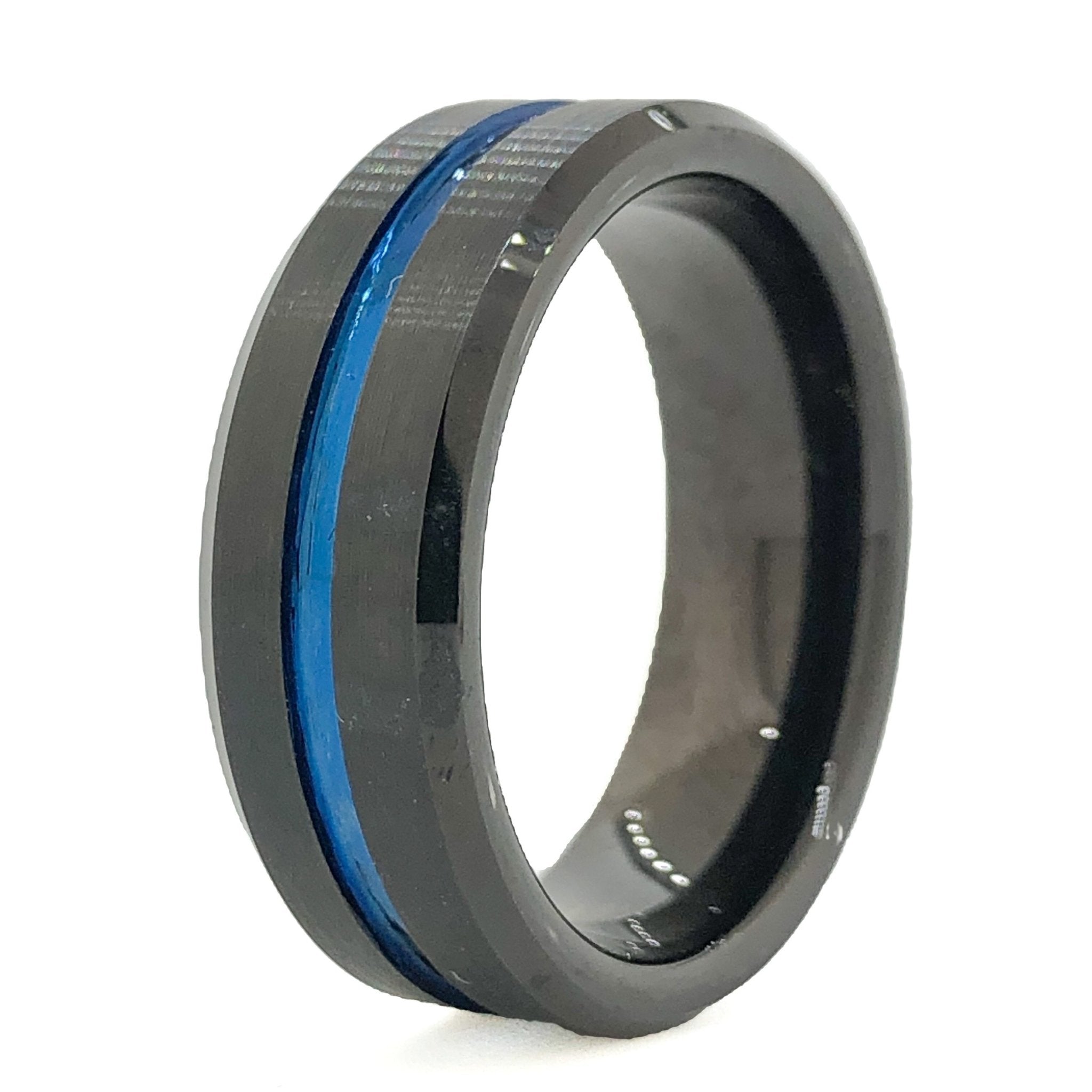 Blue Line & Black Tungsten Wedding Bands | Walter Bauman Jewelers