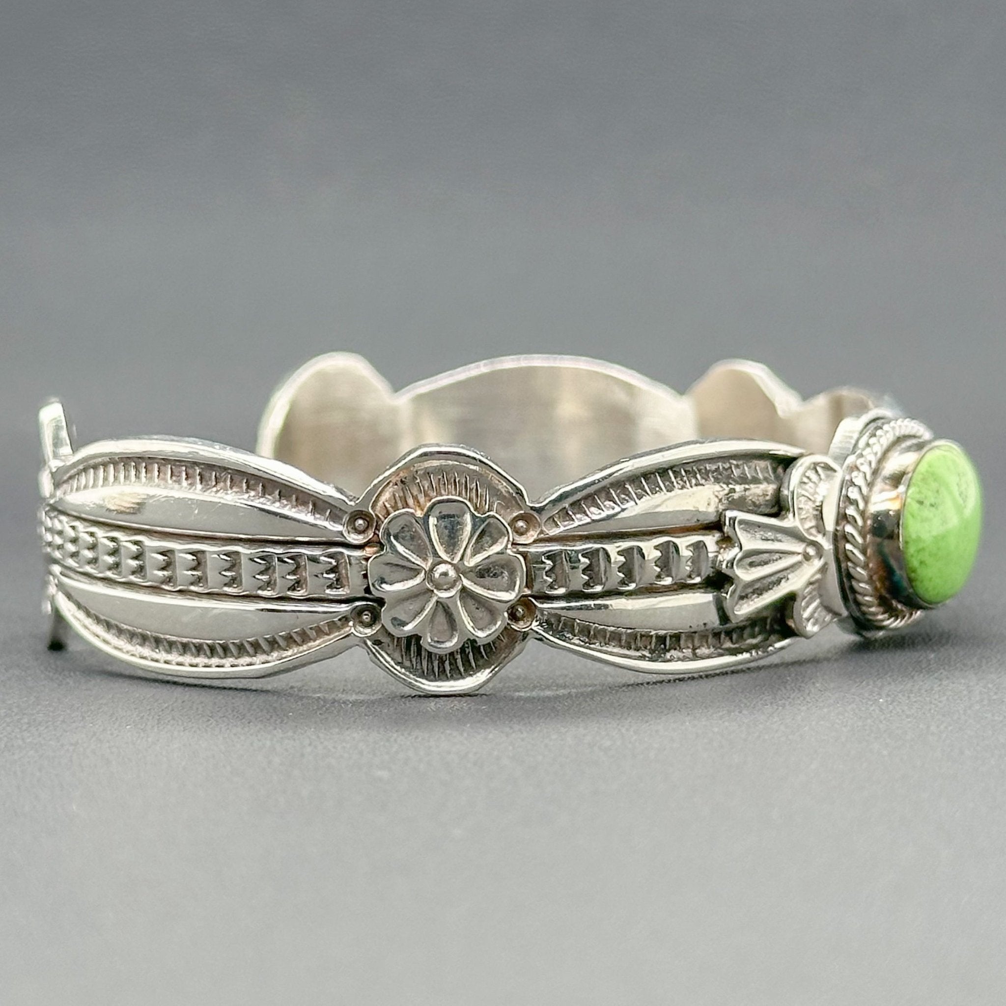 Estate David Reeves SS Green Turquoise Cuff Bracelet | Walter Bauman ...