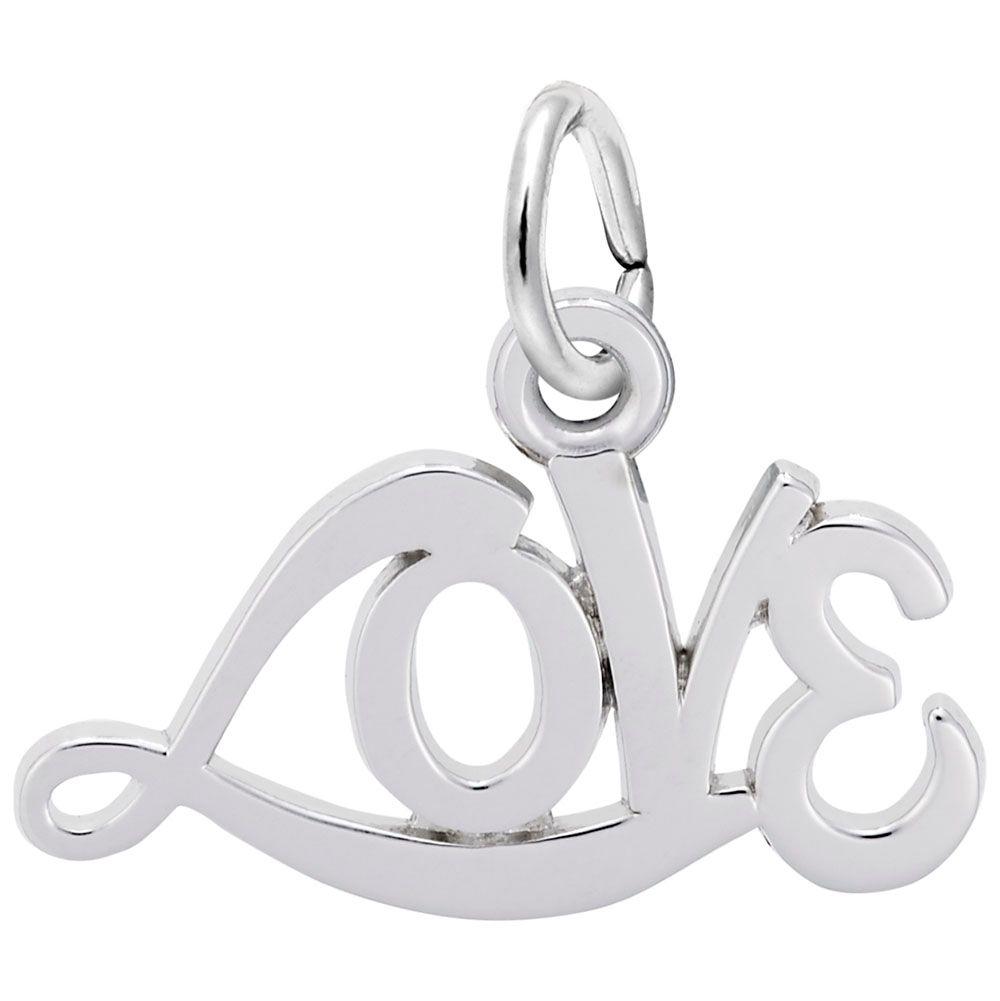 SS Love Script Charm | Walter Bauman Jewelers