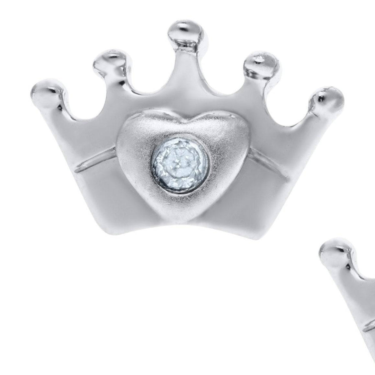 Sterling Silver Crown Baby Studs with Diamond – Walter Bauman Jewelers