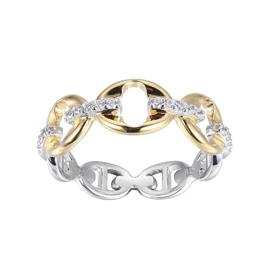 Bague à maillons ovales en CZ sterling YGP | Walter Bauman Jewelers